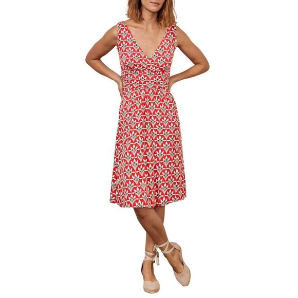 Boden | Dresses | New Boden Effie In Cherry Red Ivory Palm Petal Jersey ...